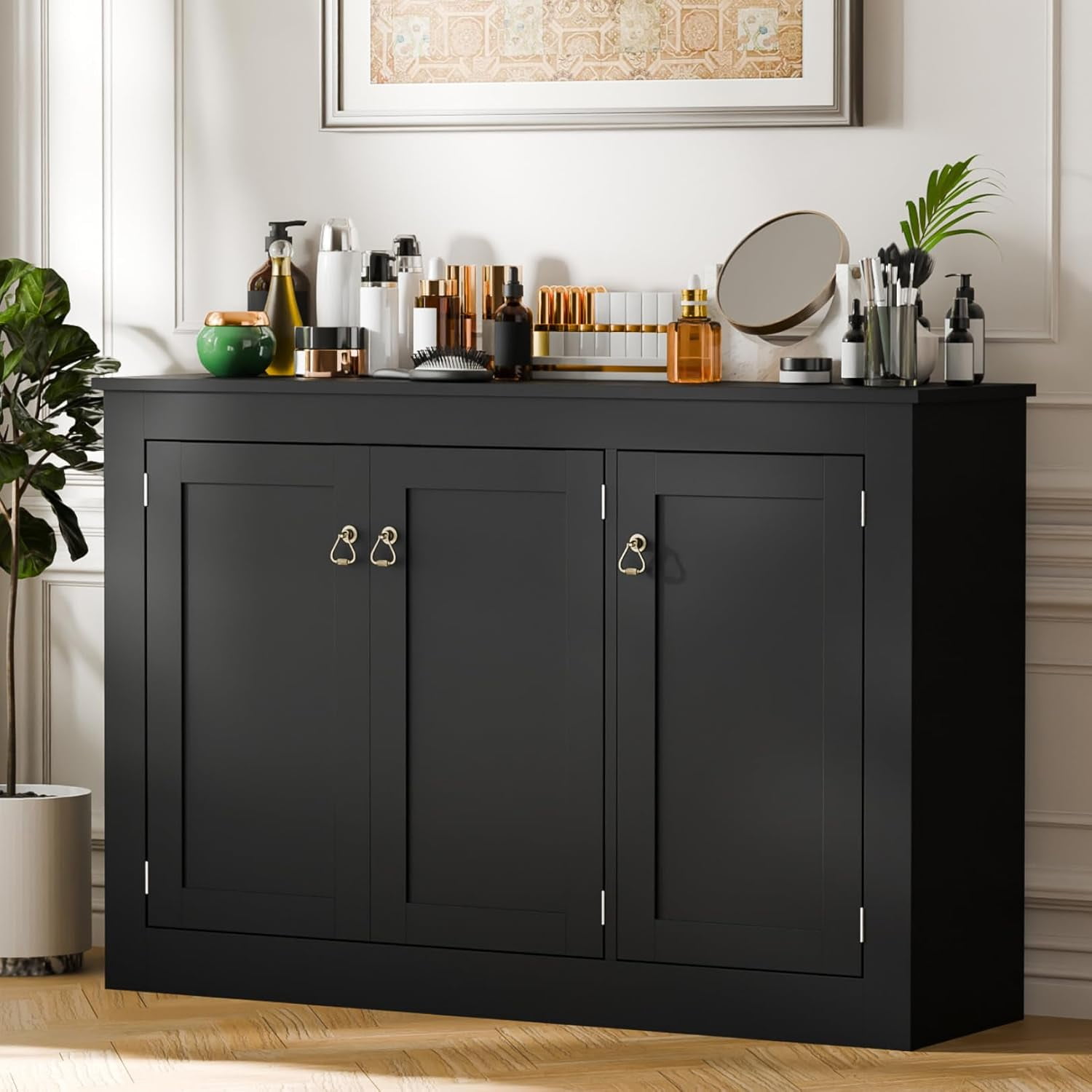 Cozy Castle Buffet Cabinet with Storage - Kitchen Storage Cabinet Wood Console Table Coffee Bar ...