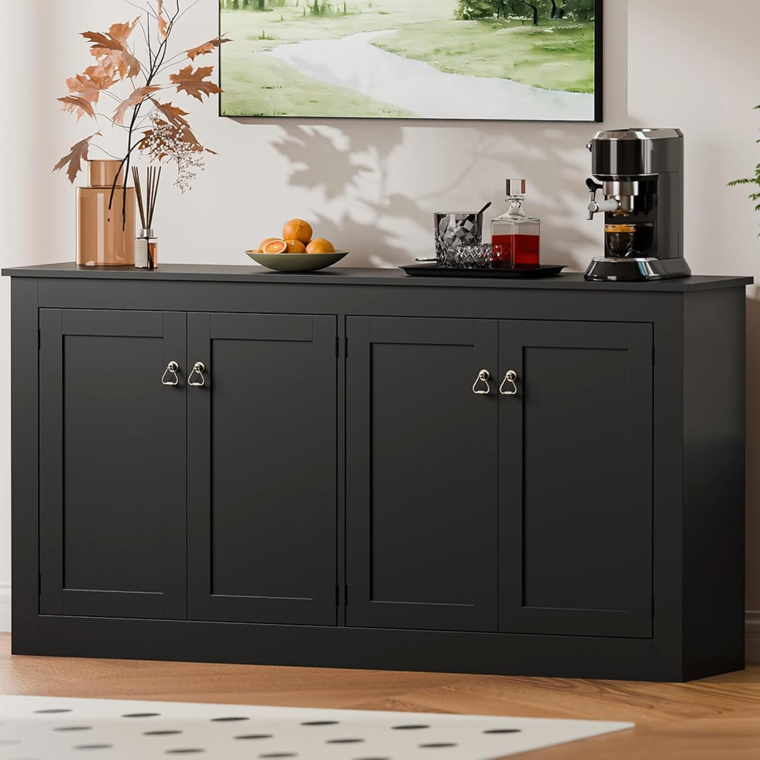 Cozy Castle Buffet Cabinet with Storage - Kitchen Storage Cabinet Wood ...