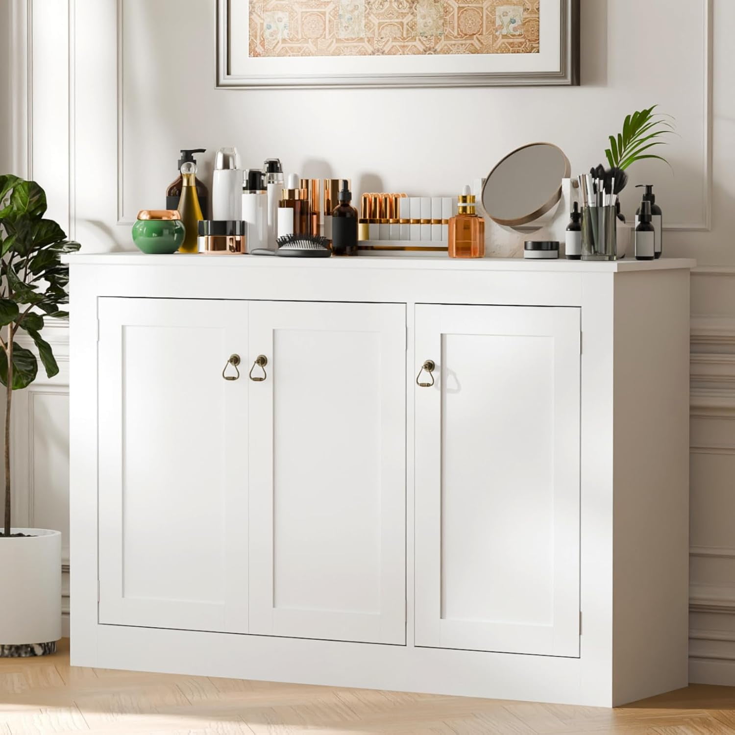 Cozy Castle Buffet Cabinet with Storage - Kitchen Storage Cabinet Wood Console Table Coffee Bar ...