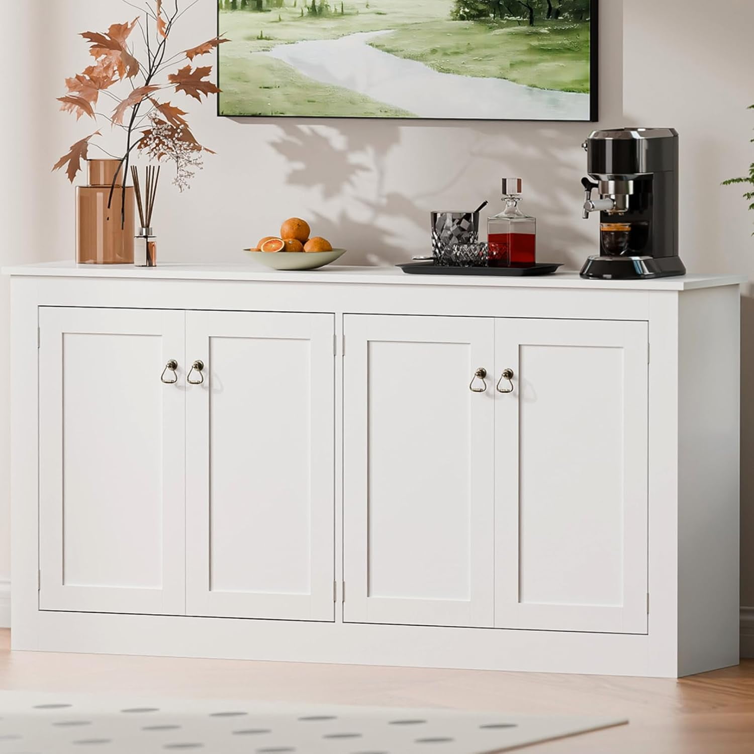 Cozy Castle Buffet Cabinet with Storage - Kitchen Storage Cabinet Wood ...