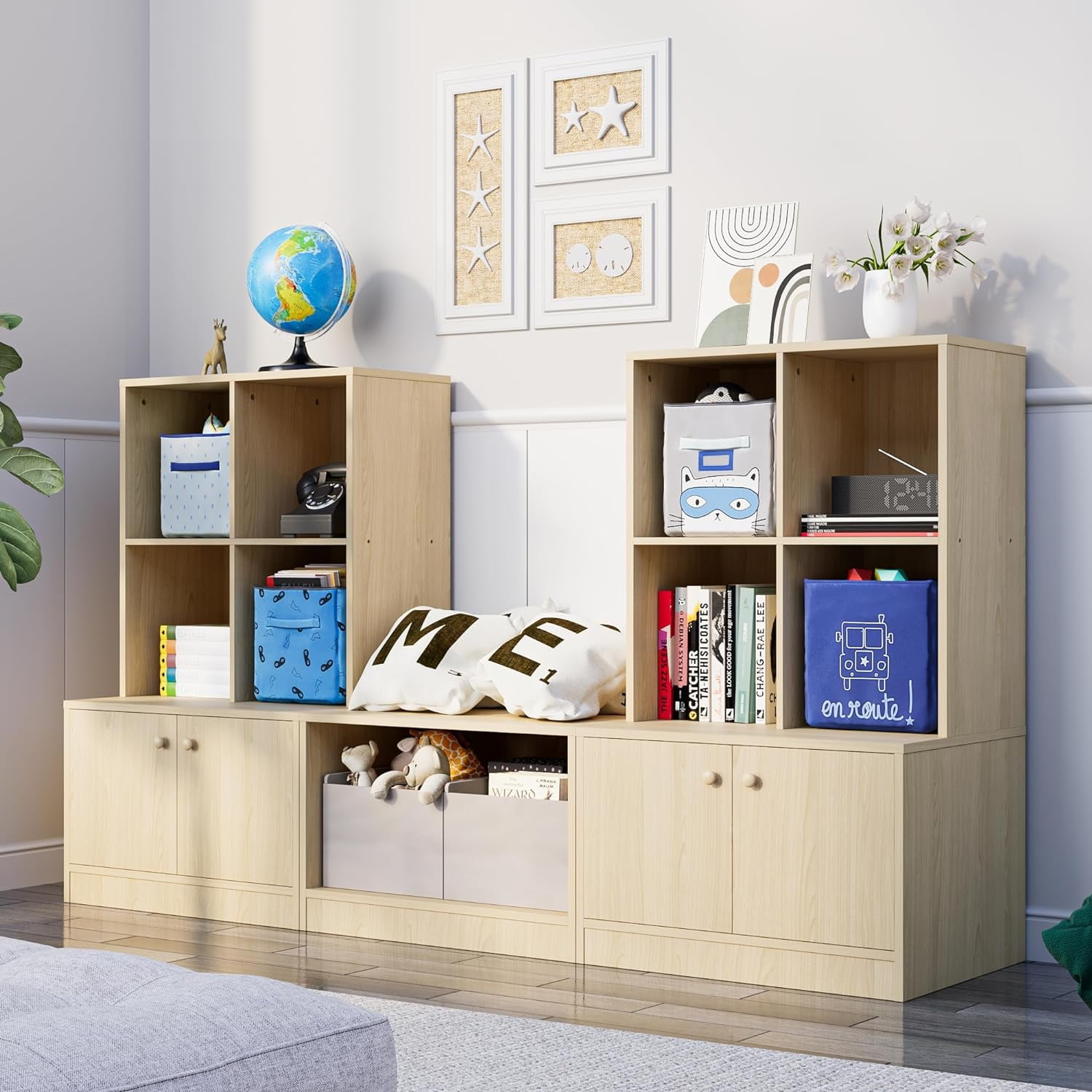 Cozy Castle Combination Book Shelf, 3-Piece Bookcase Set with 8 Cubes ...