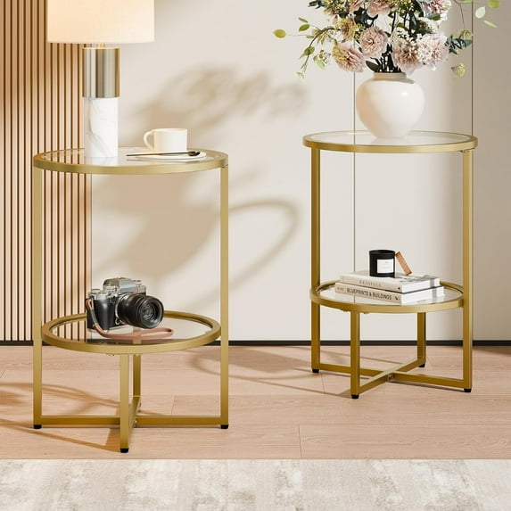 Cozy Castle End Tables Set of 2, Round Side Tables for Living Room, 2 ...