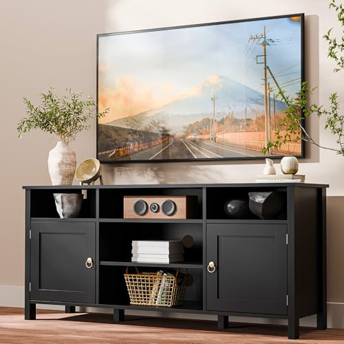 Cozy Castle Farmhouse Entertainment Center TV Stand for 65" TVs, 2 Barn ...