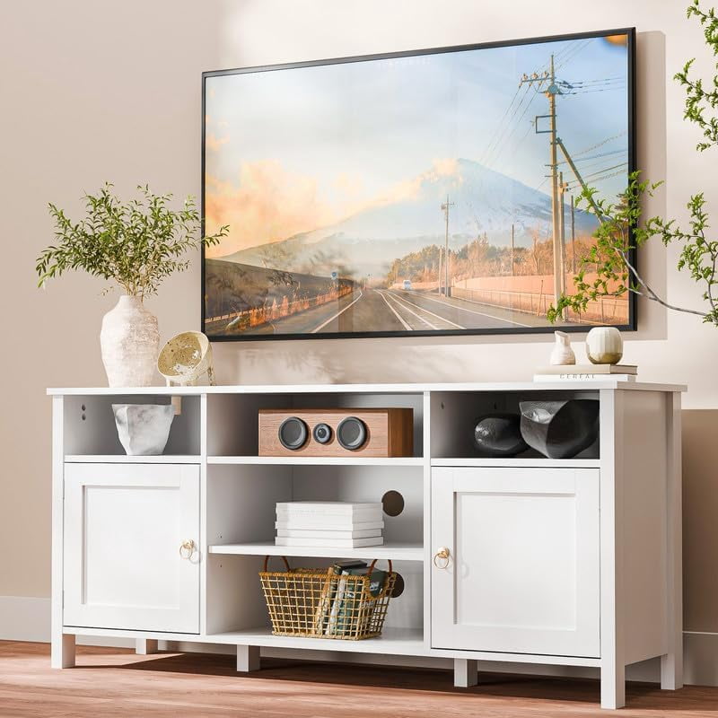 Cozy Castle Farmhouse Entertainment Center TV Stand for 65" TVs, 2 Barn ...