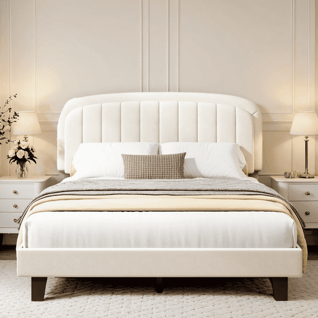 Cozy Castle Full Size Upholstered Platform Bed Frame - Velvet ...