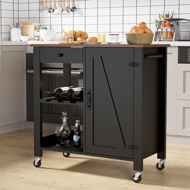 Yaheetech Kitchen Island Cart with Storage & Drawer on Wheels, White ...