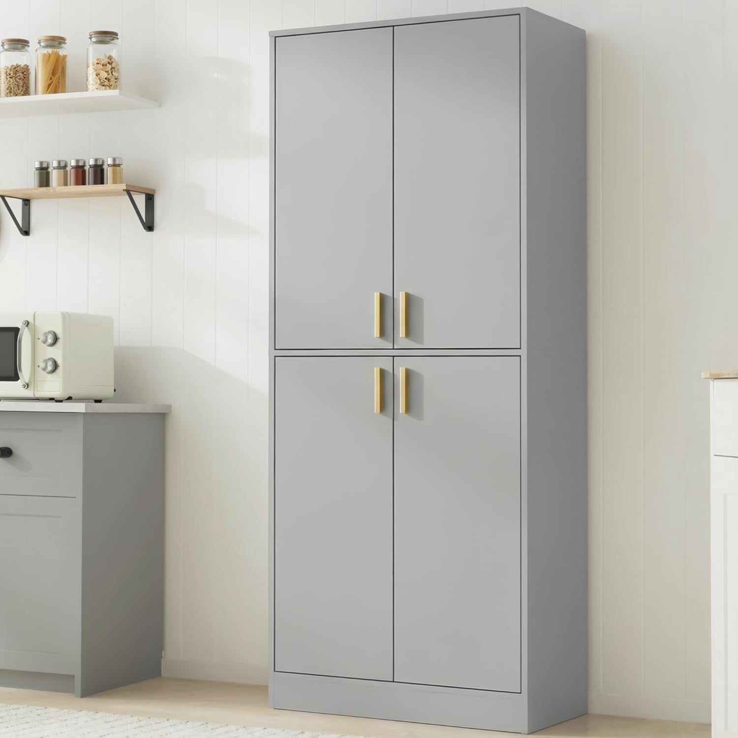 Cozy Castle Kitchen Pantry Cabinet, 71" Tall Wood Storage Cabinet with ...