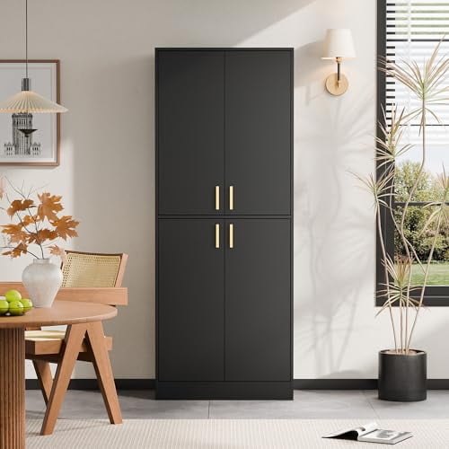 Cozy Castle Kitchen Pantry Cabinet, 71" Tall Wood Storage Cabinet with ...