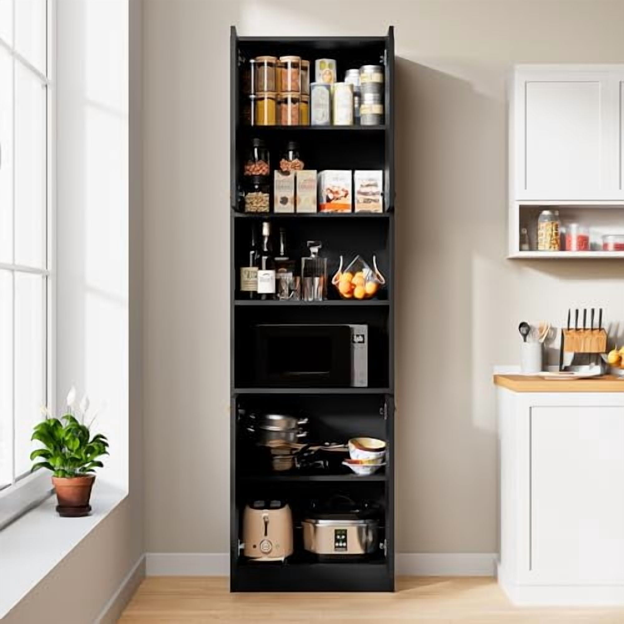 Cozy Castle Kitchen Pantry Cabinet, 75" Tall Wood Storage Cabinet with ...