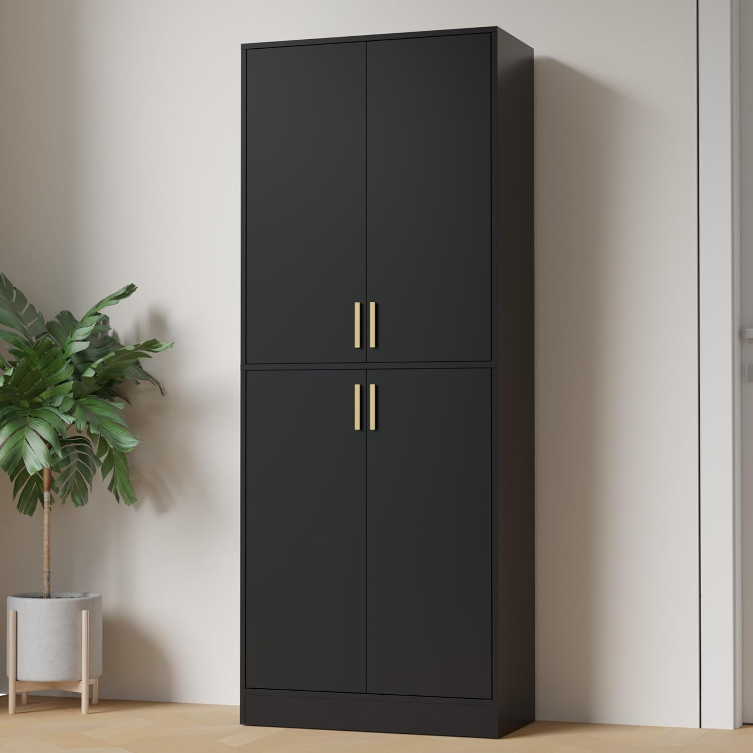 Cozy Castle Kitchen Pantry Storage Cabinet 71" Tall 4 Doors Wood ...