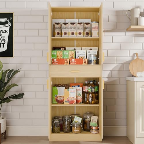 Cozy Castle Kitchen Pantry Storage Cabinet 71" Tall 4 Doors Wood ...