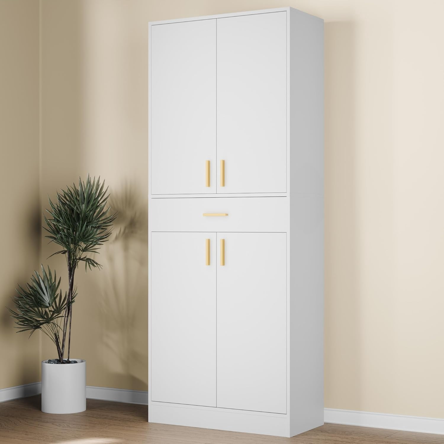 Cozy Castle Kitchen Pantry Storage Cabinet 71" Tall 4 Doors Wood ...