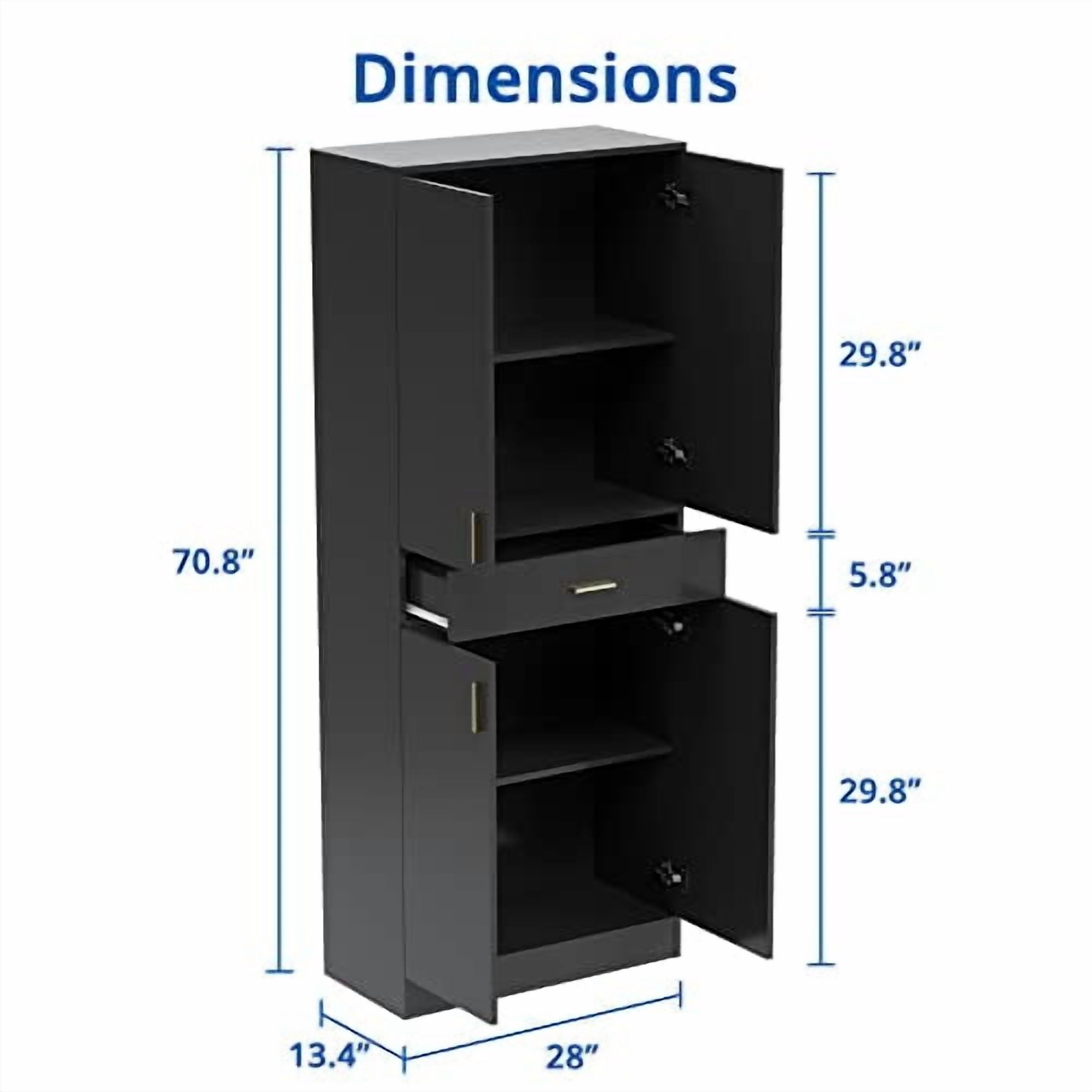 Cozy Castle Kitchen Pantry Storage Cabinet 71" Tall 4 Doors Wood ...