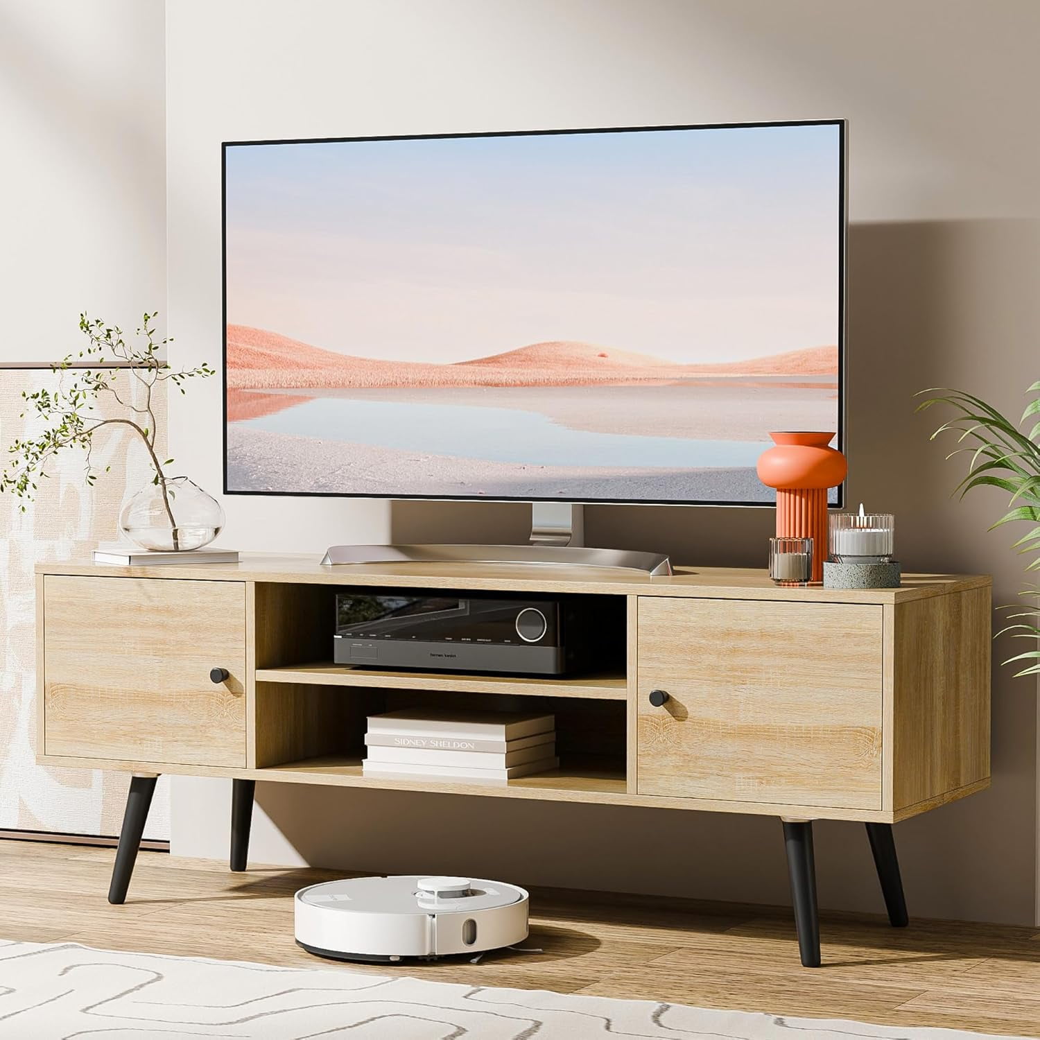 Cozy Castle Mid Century Modern TV Stand for 55 60 inch TV Entertainment ...