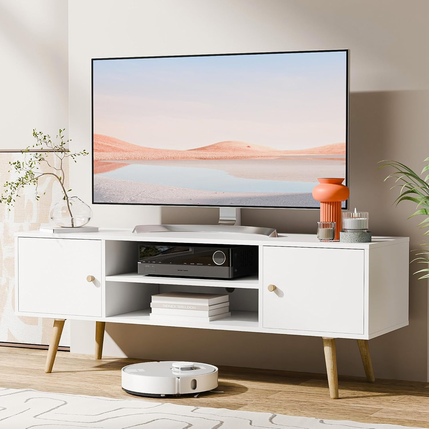Cozy Castle Mid Century Modern TV Stand for 55 60 inch TV Entertainment ...