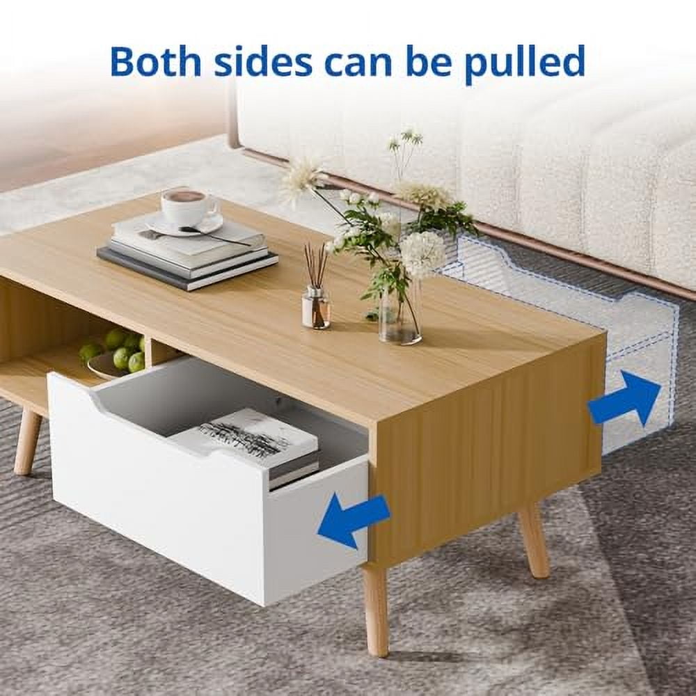 Cozy Castle Modern Wooden Coffee Table with Storage, Minimalist Hallway ...