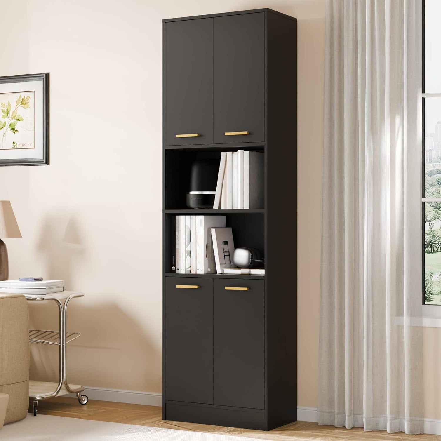 Cozy Castle Pantry Cabinet, 75" Tall Wood Storage Cabinet with Doors ...