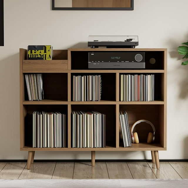 Cozy Castle Record Player Stand, 500 Albums Storage, with Power Outlet ...