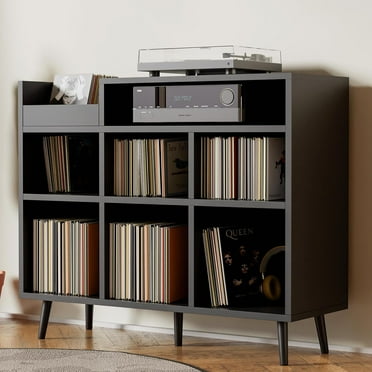 Cozy Castle Record Player Stand, 500 Albums Storage, with Power Outlet ...