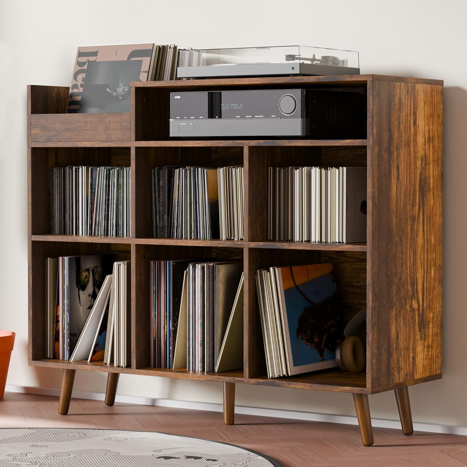 Cozy Castle Record Player Stand, Turntable Shelf with Vinyl Storage up ...