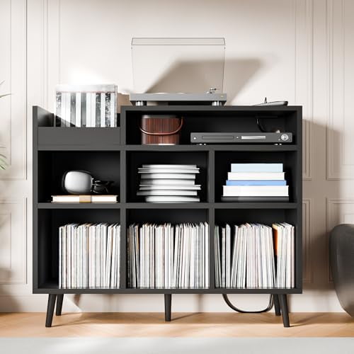 Cozy Castle Record Player Stand, Turntable Shelf with Vinyl Storage up ...