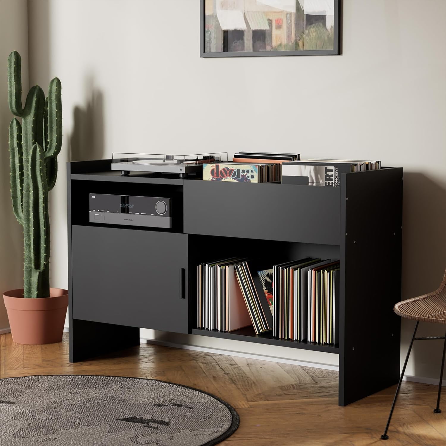 Cozy Castle Record Player Stand, Vinyl Storage Cabinet, Holds 400 ...