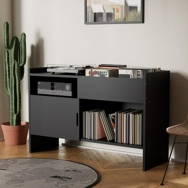 Cozy Castle Record Player Stand, Vinyl Storage Cabinet, Holds 400 ...
