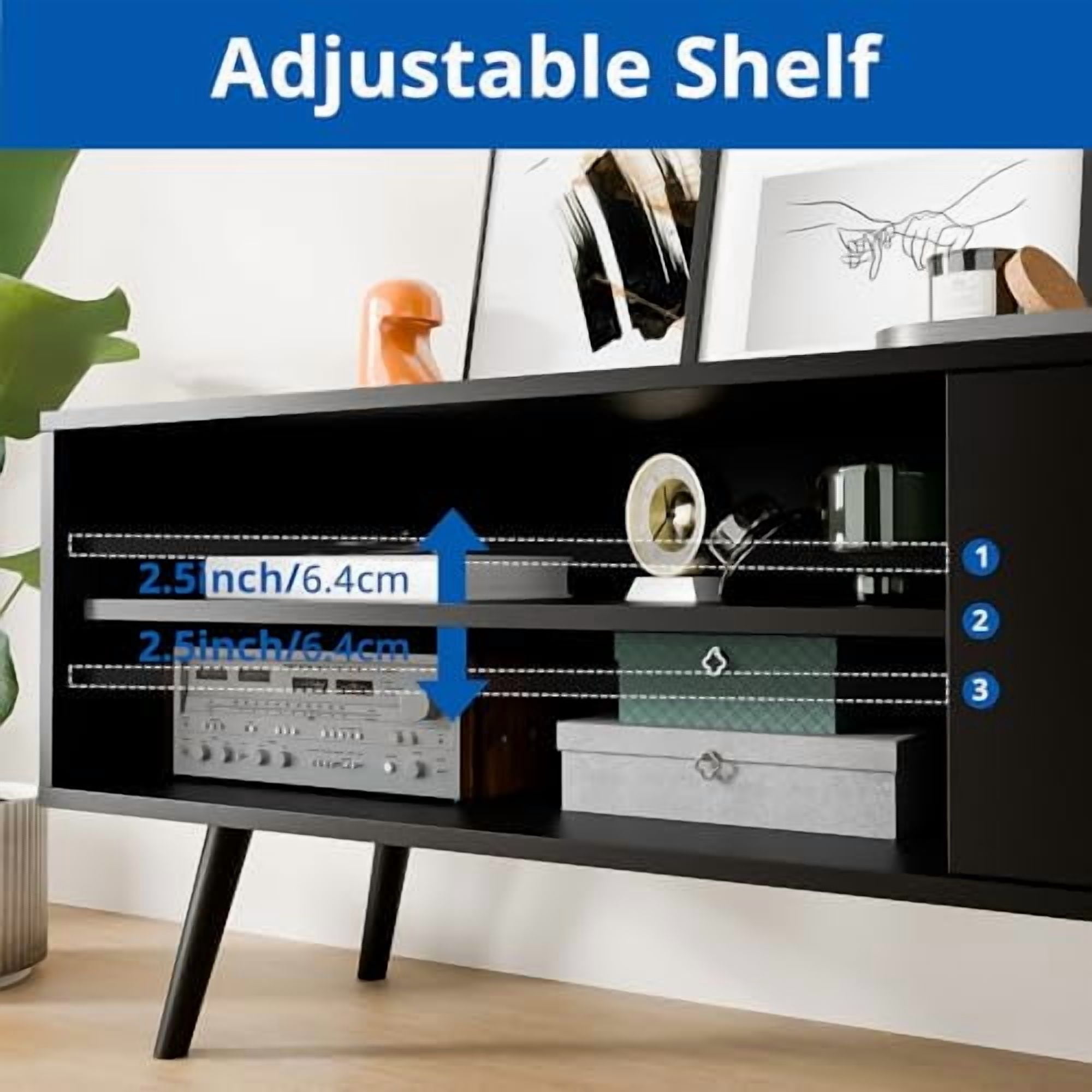 Cozy Castle TV Stand for 48 Inch TV, Mid Century Modern Entertainment ...