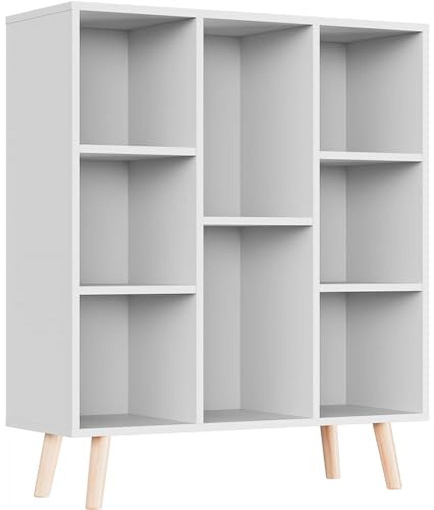Cozy Castle White Small Bookshelf, Wood 8 Cube Storage Organizer Book ...