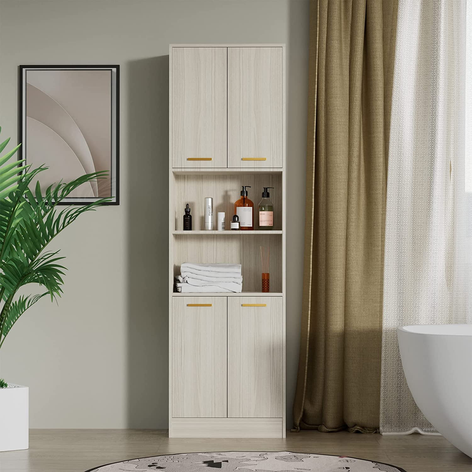 Cozy Castle Wood Pantry Cabinet, Storage Cabinet for Kitchen, Bathroom ...