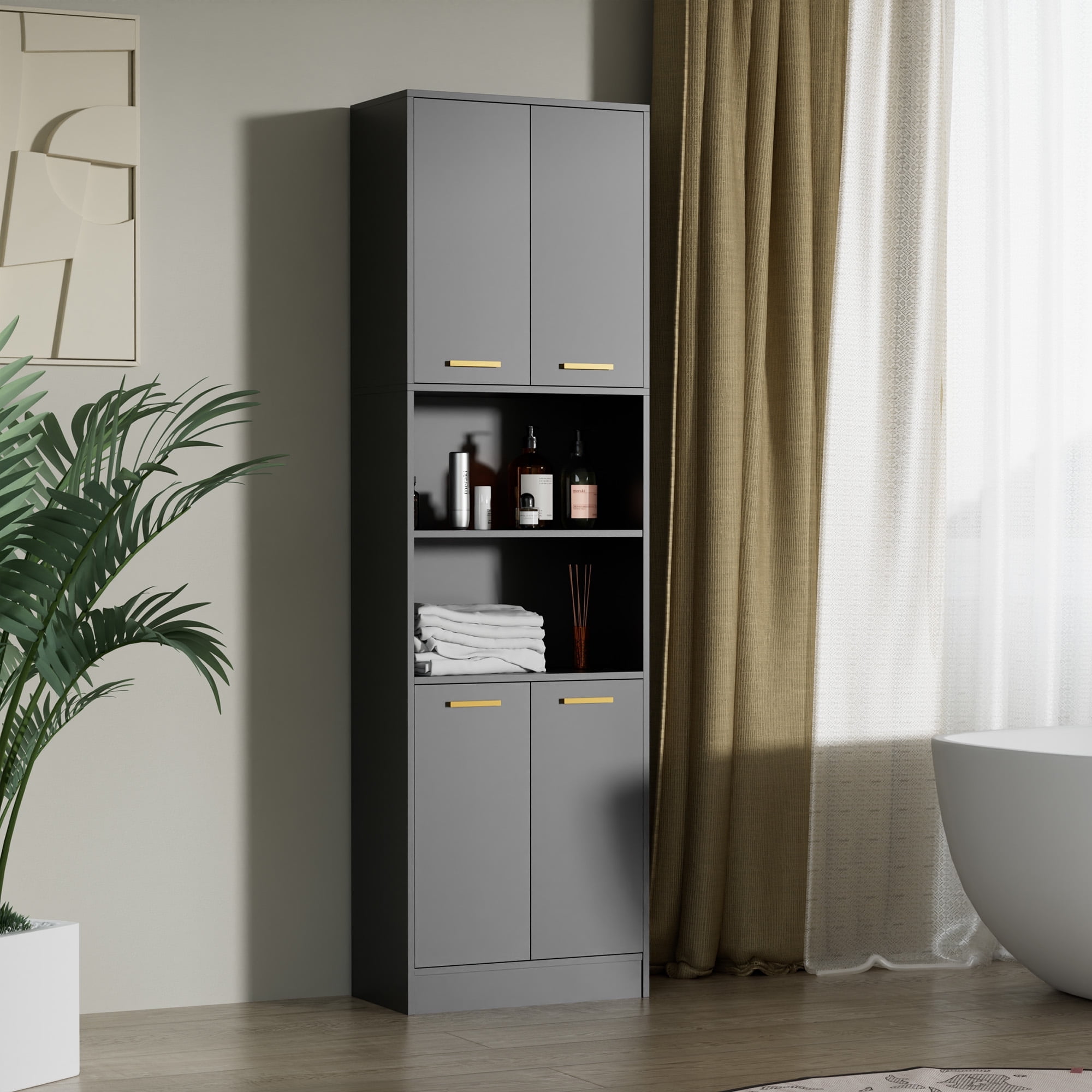 Cozy Castle Wood Pantry Cabinet, Storage Cabinet for Kitchen, Living ...