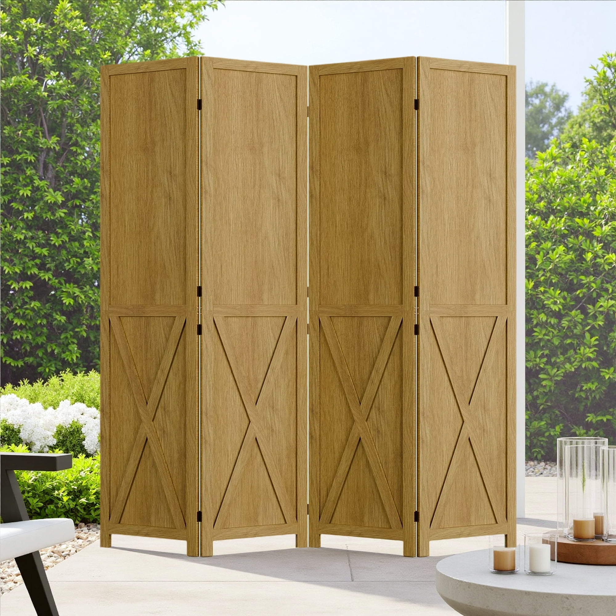 Cozy Castle Wood Room Divider, 4 Panel 66.9 Inch Privacy Screen ...