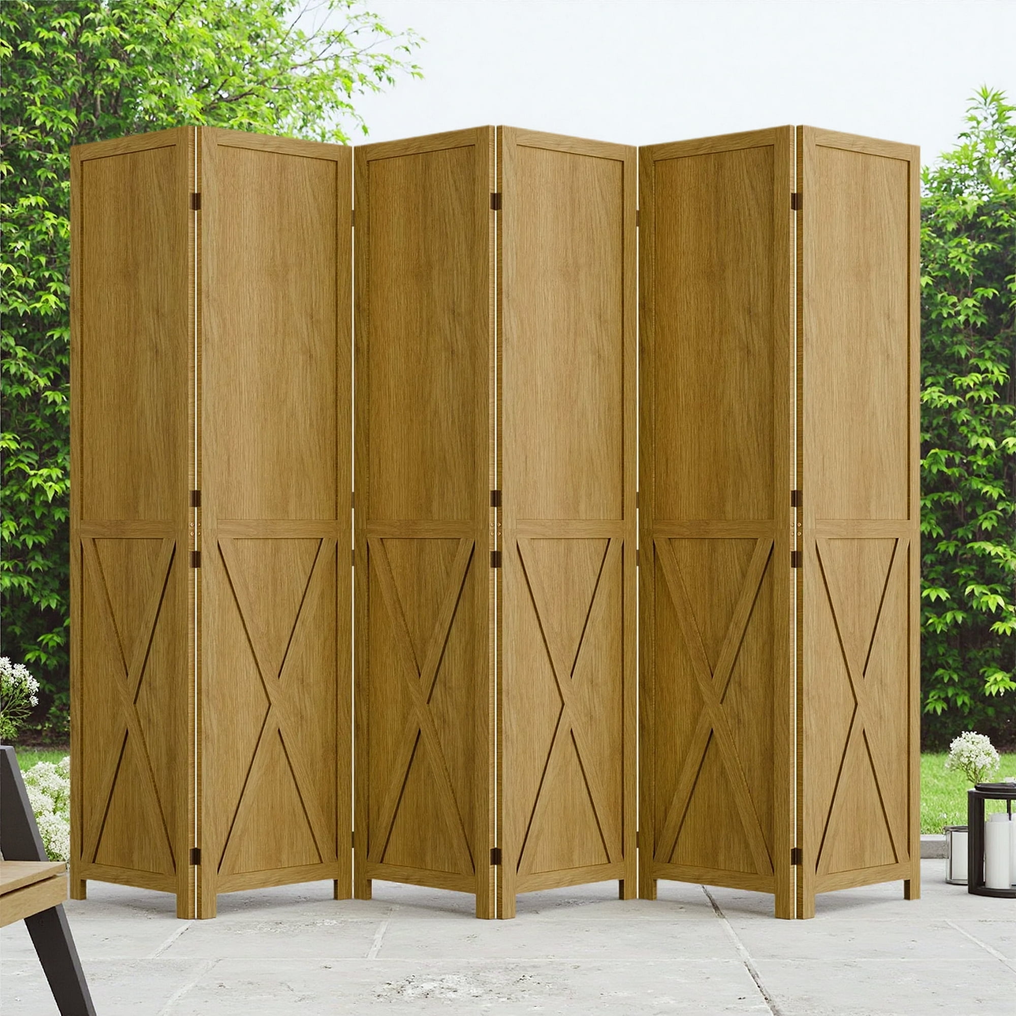 Cozy Castle Wood Room Divider, 6 Panel 66.9 Inch Privacy Screen ...