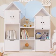 Cozy Castle U-Shaped Bookcase, 4-Tier with 9 Cubes, 2 Drawers for Home ...