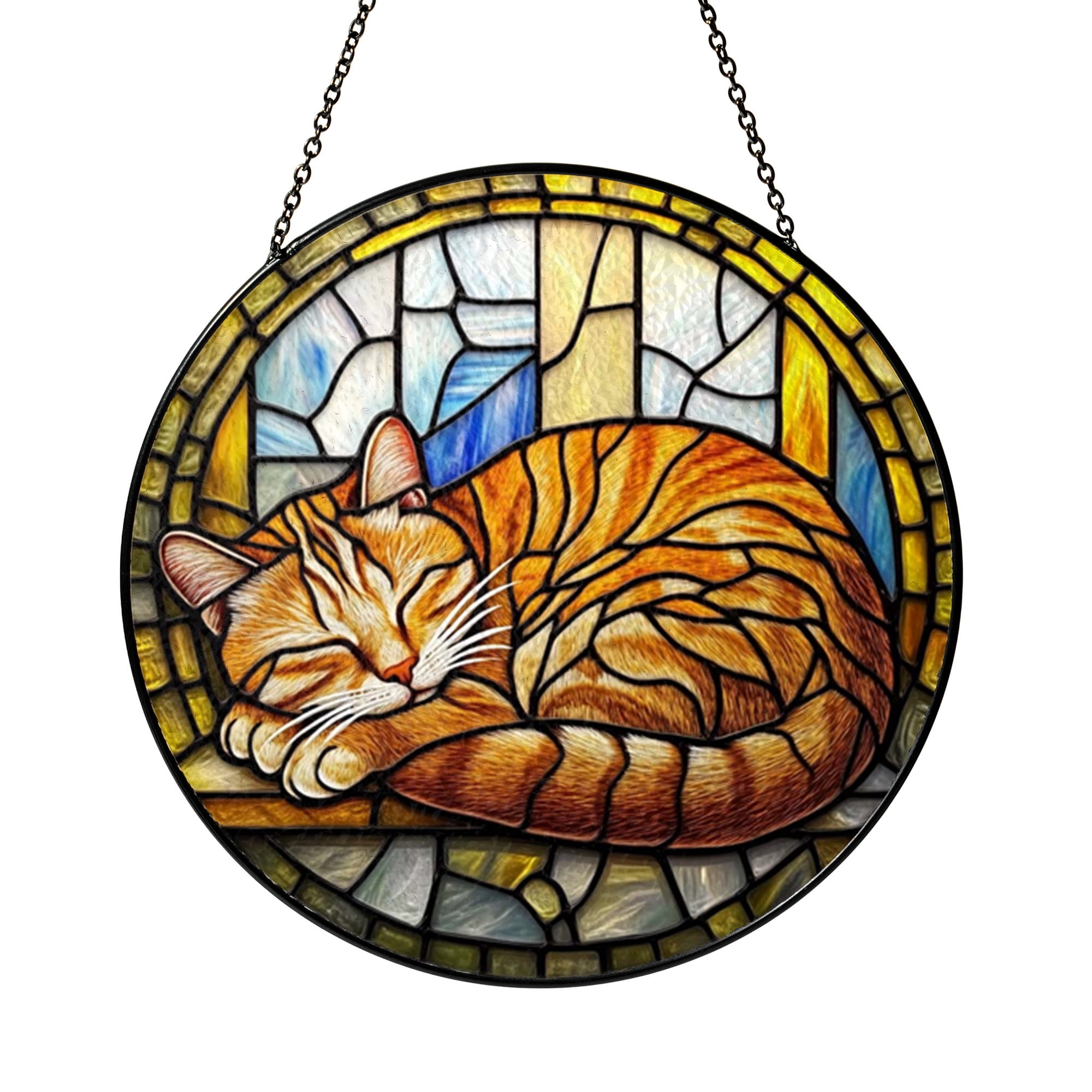 Cozy Cat Art Glass Style Decorative Window Hanging2001 - Walmart.com