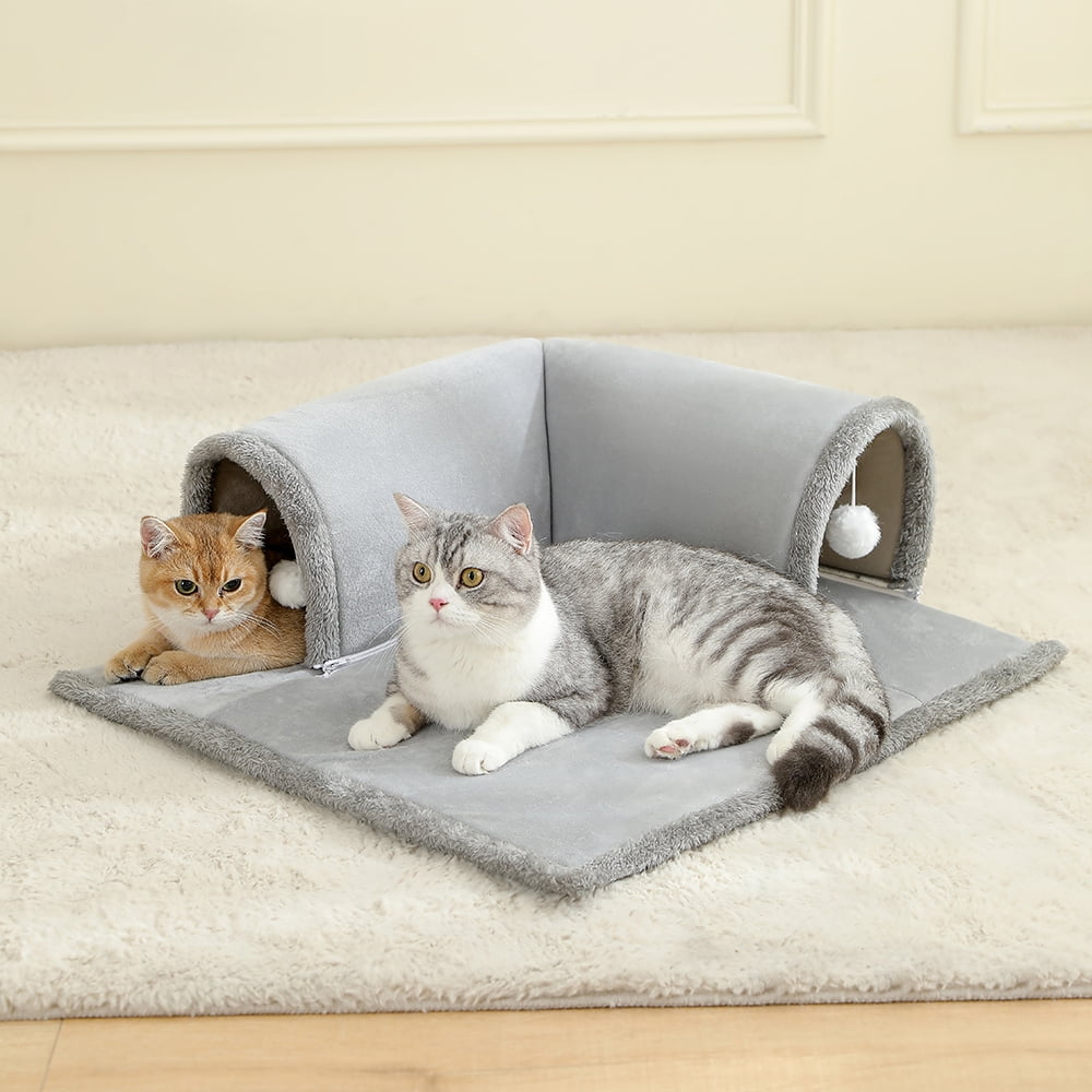 Cozy Cat Bed with Tunnel for Indoor Cats Multifunctional Cat Activities ...