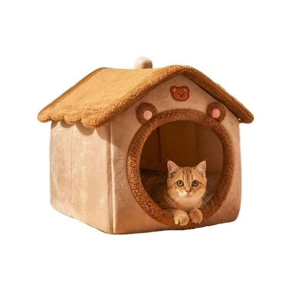 Cozy Cat Cave Bed with Removable Pillow - Soft Warm Pet House for ...