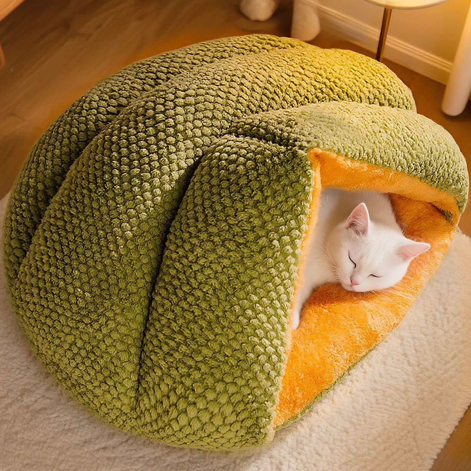 Cozy Cat & Dog Bed | Winter Warm Semi-Enclosed Pet House for Sleeping ...