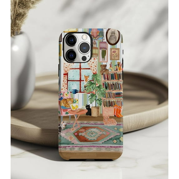 Cozy Cat Library Whimsical Feline Cute Bookish Phone Case for iPhone 11 ...