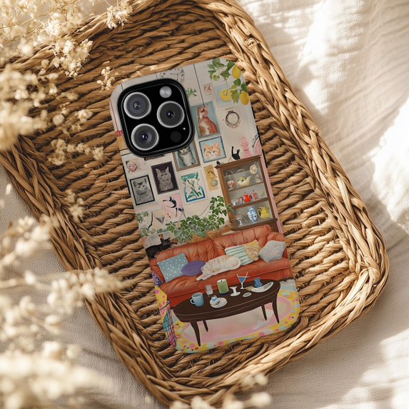 Cozy Cat Lover Living Room Bookish Phone Case Compatible with iPhone 11 ...