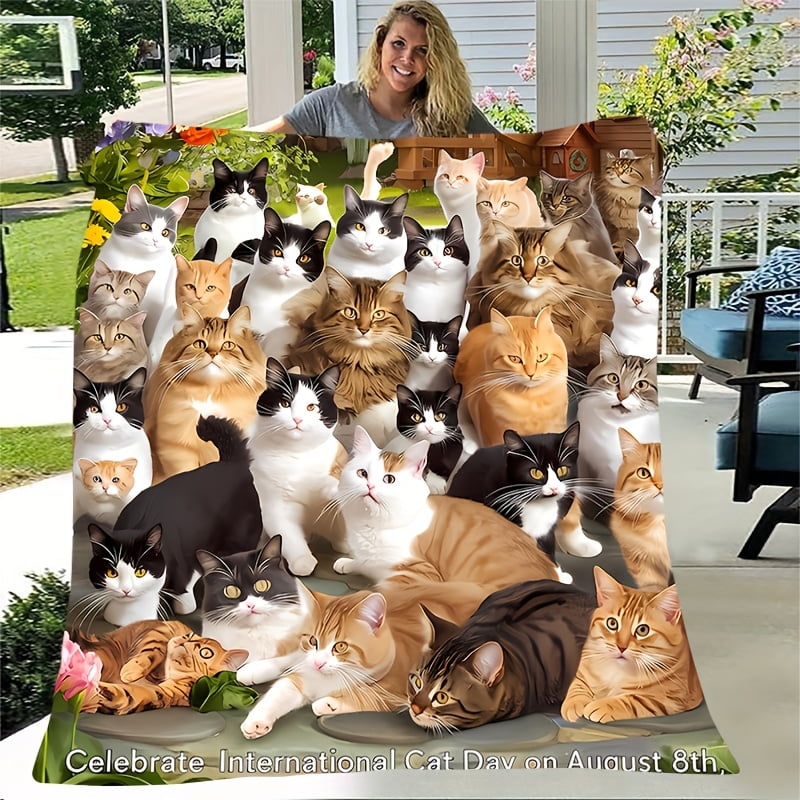 Cozy Cat Lovers Flannel Blanket with British Shorthair, Maine Coon ...