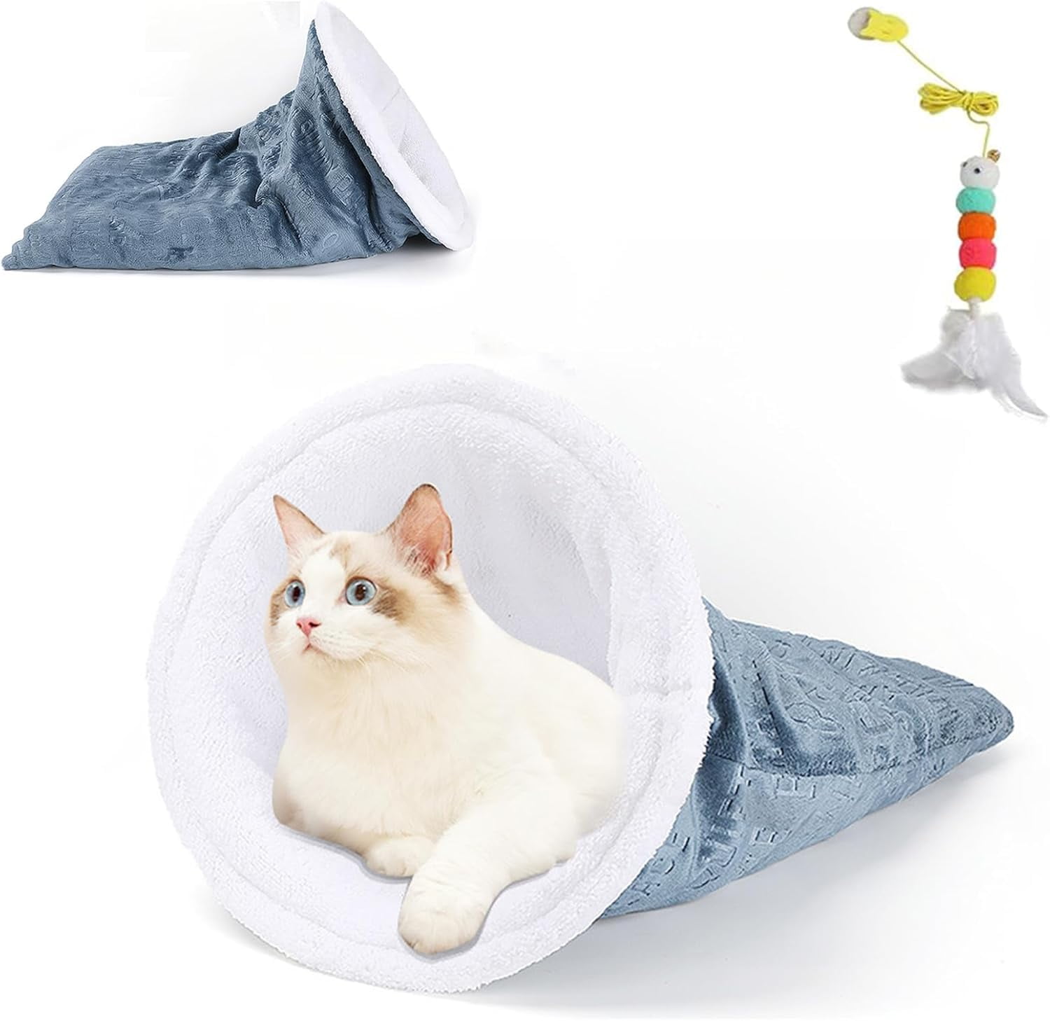 Cozy Cat Winter Sleeping Bag - Self-Warming 360 Wrap Cave Bed, Soft ...