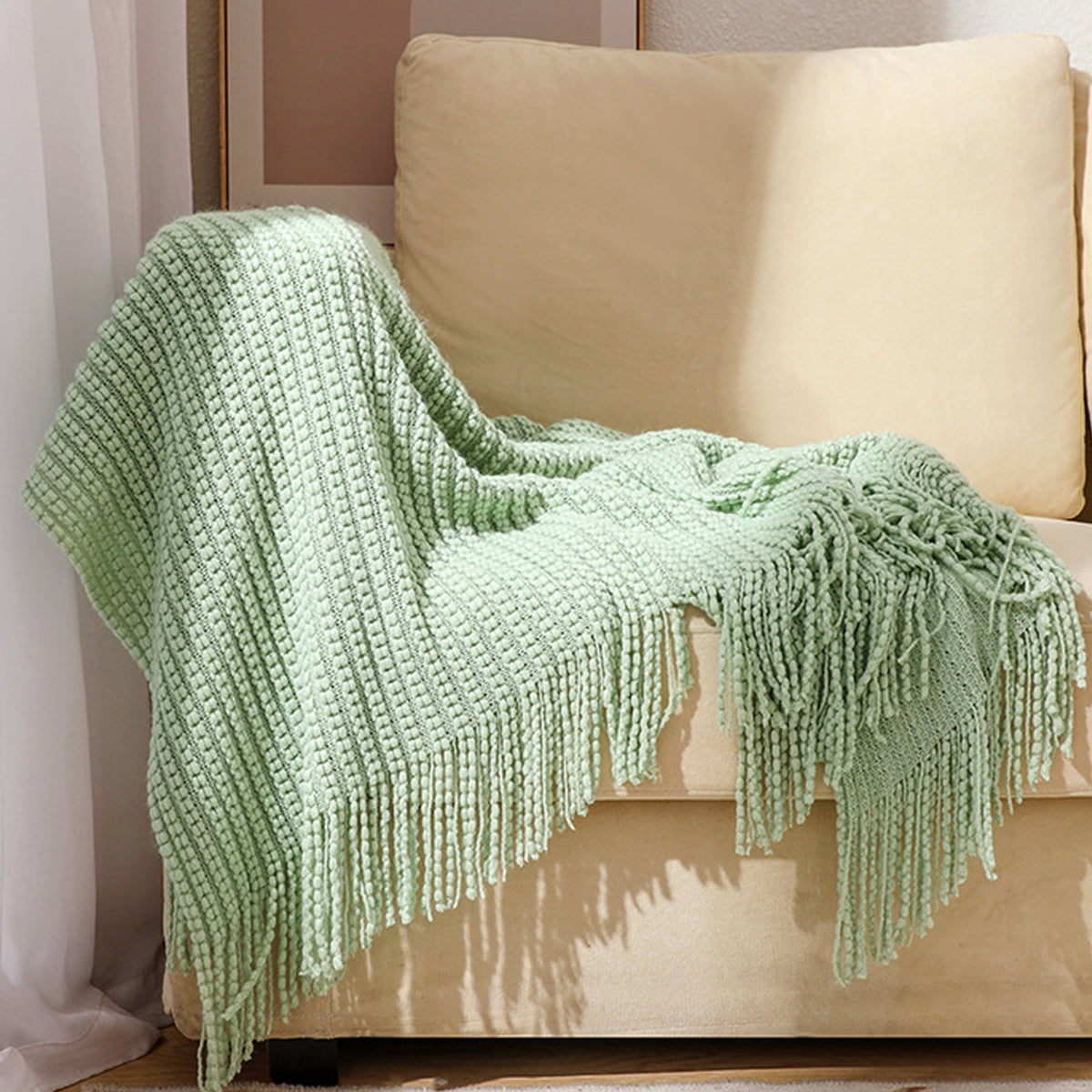 Cozy Chenille Knitted Throw,Small Farmhouse Lightweight Blanket&Throw For Autumn,Woman,Chair ...