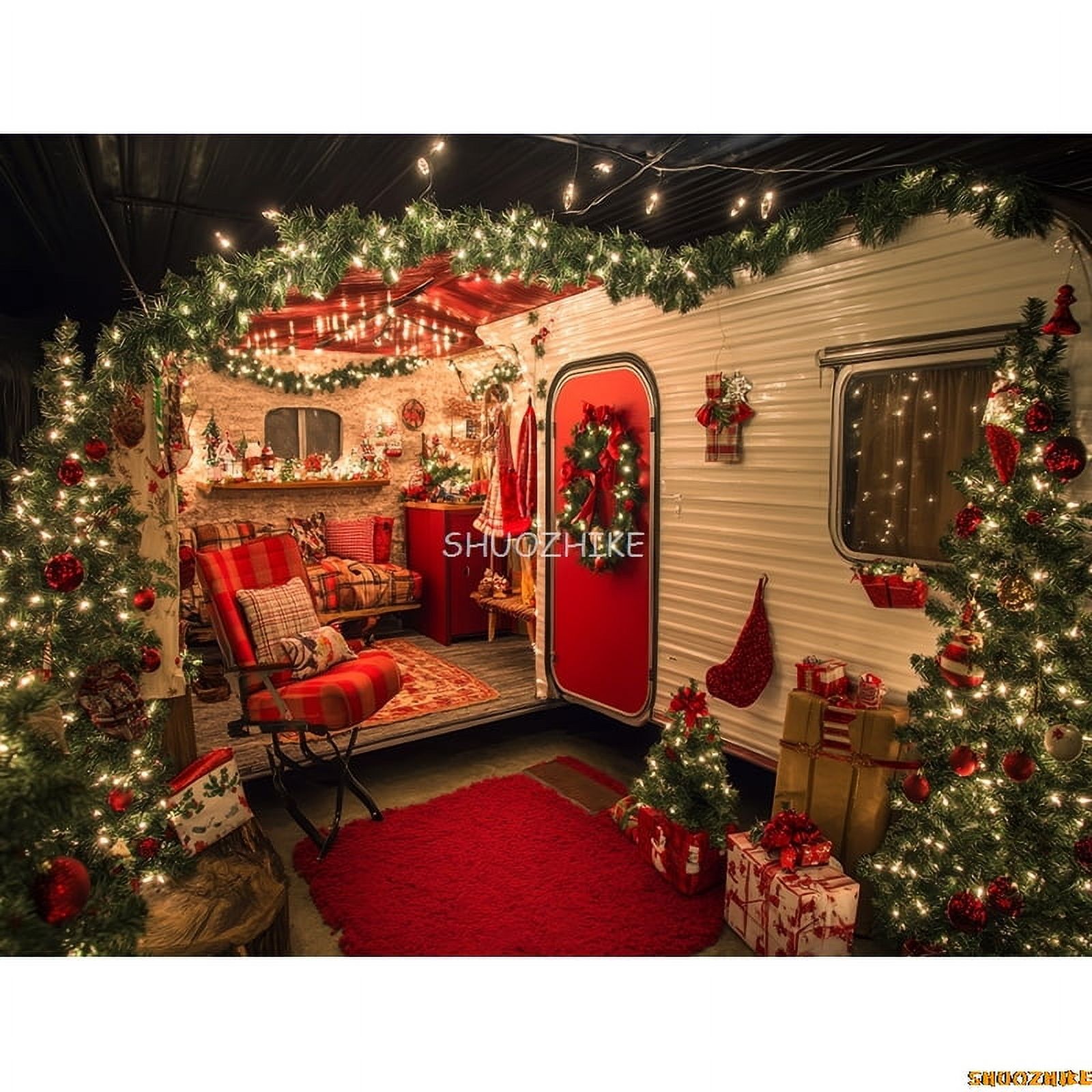 Cozy Christmas Day Sce Fireplace Photography Backdrop Props Winter ...