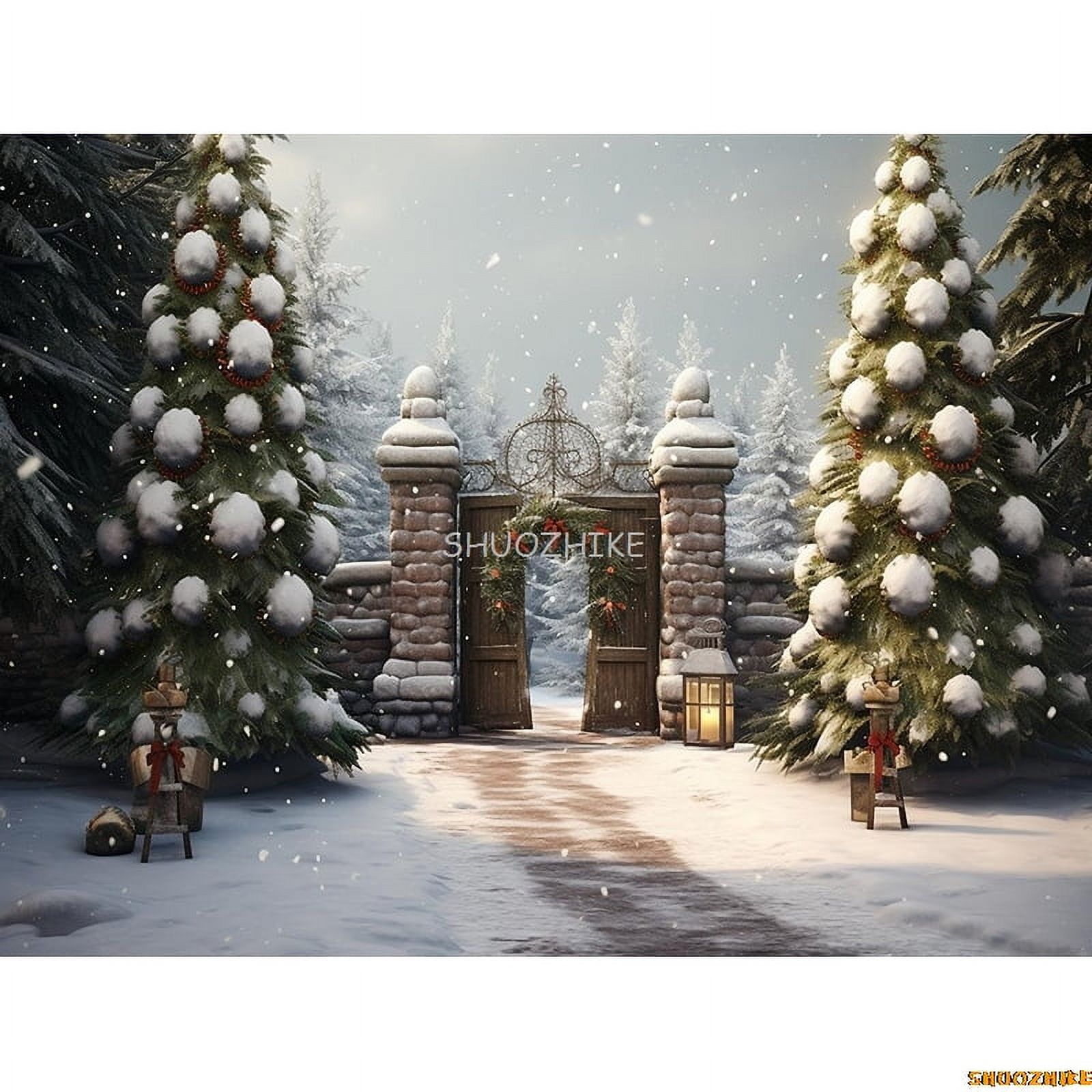 Cozy Christmas Day Sce Fireplace Photography Backdrop Props Winter ...