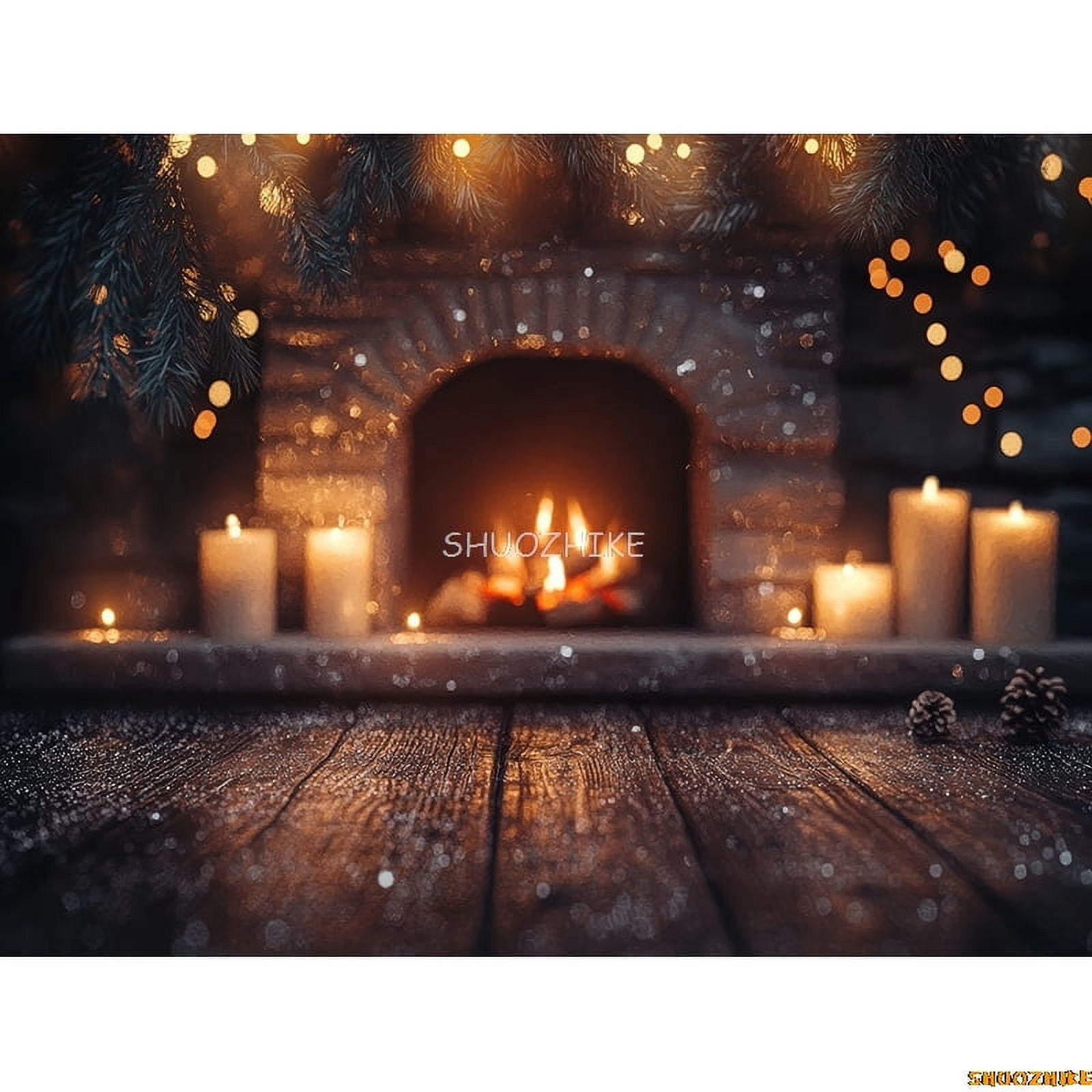 Cozy Christmas Day Sce Fireplace Photography Backdrop Props Winter ...