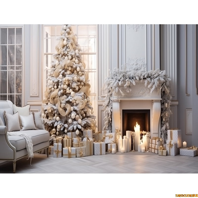 Cozy Christmas Day Sce Fireplace Photography Backdrop Props Winter ...