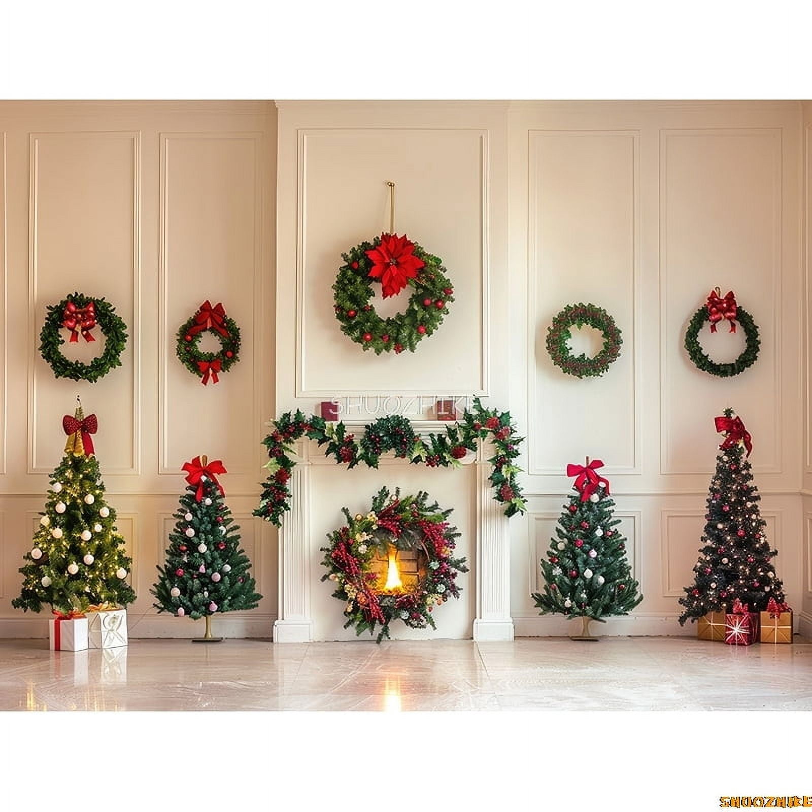 Cozy Christmas Day Sce Fireplace Photography Backdrop Props Winter ...
