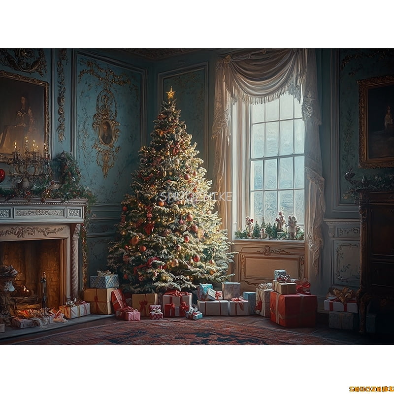 Cozy Christmas Day Sce Fireplace Photography Backdrop Props Winter ...