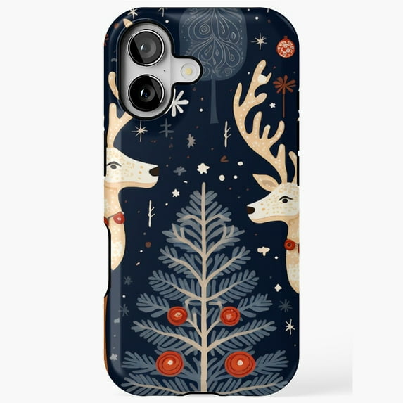 Cozy Christmas Deer Texture Seamless Pattern Case for iPhone 17 16 15 ...